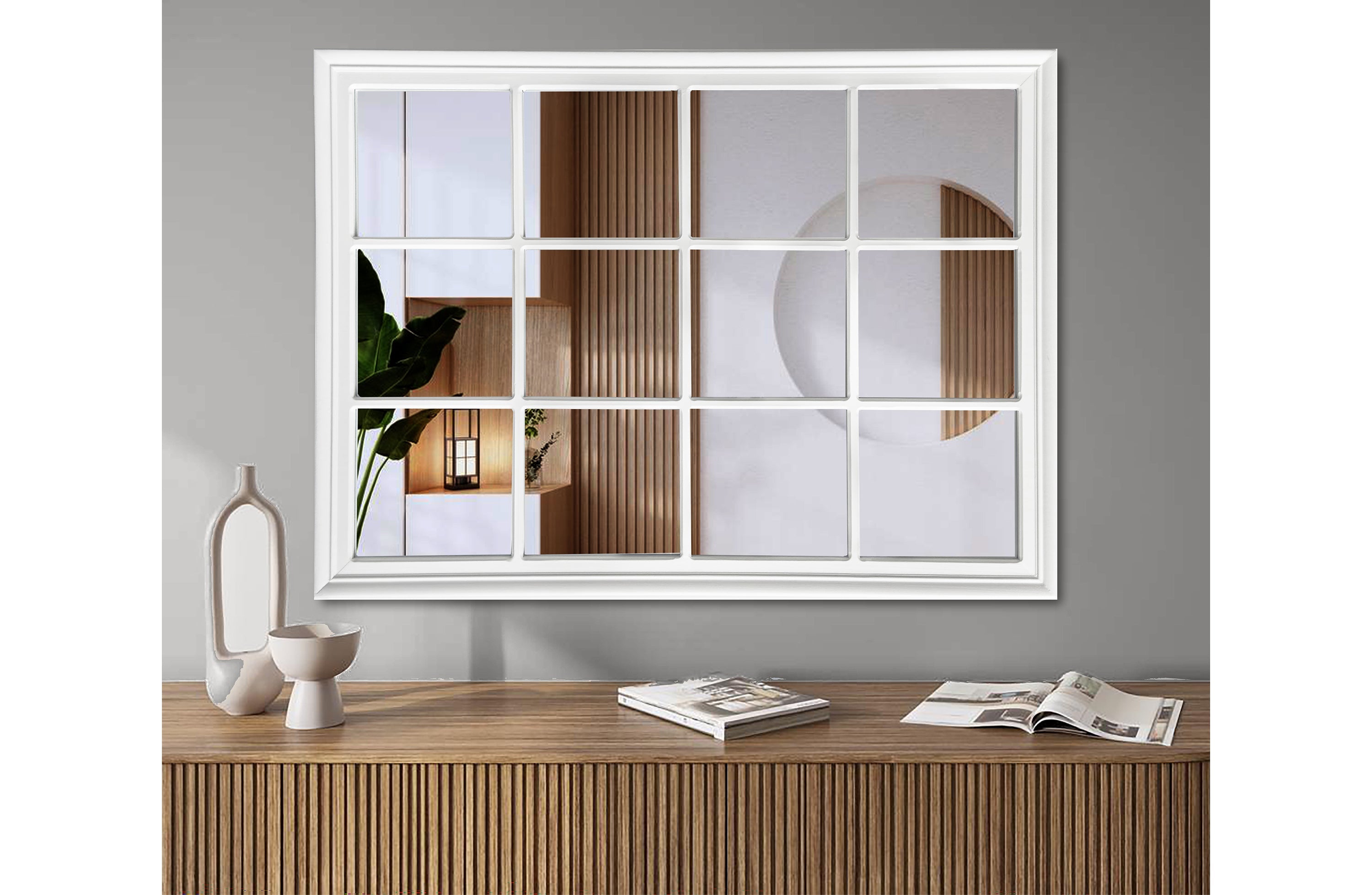 Buy Window Style Mirror - White Rectangle 95cm x 130cm – Stylish Mirrors